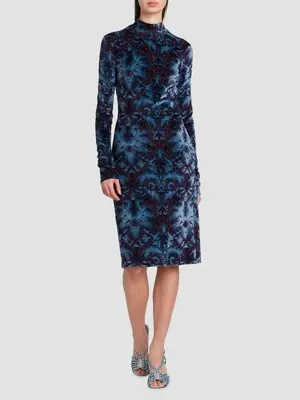 Etro Jacquard Velvet Mock Turtleneck Dress