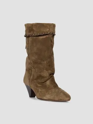 Isabel Marant Étoile Dalby Suede Whipstitch Booties - Bronze
