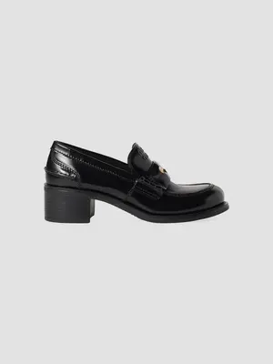 Miu Miu Brushed Leather Loafers - Black