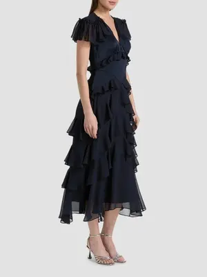 Cinq À Sept Tatum Tiered Ruffled Chiffon Midi-dress
