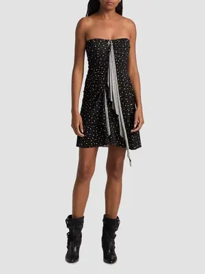 Isabel Marant Étoile Gemma Polka-dot Draped Strapless Minidress