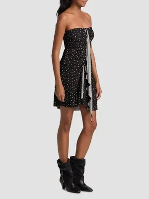 Isabel Marant Étoile Gemma Polka-dot Draped Strapless Minidress