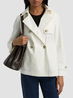 Herno Hooded Cotton Short Trench Coat - White