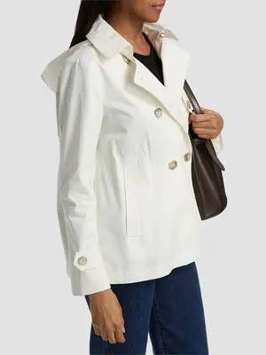 Herno Hooded Cotton Short Trench Coat - White
