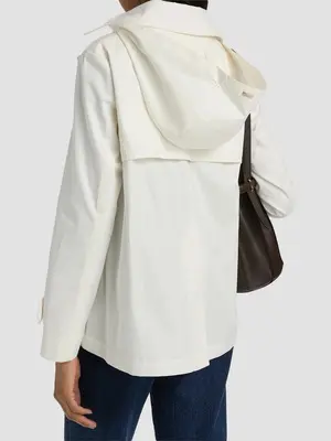 Herno Hooded Cotton Short Trench Coat - White