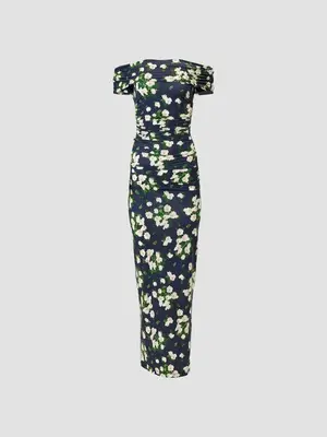 Carolina Herrera Cabana Floral Off-the-shoulder Gathered Maxi Dress - Midnight Multi