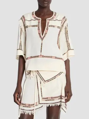 Isabel Marant Étoile Fiosa Silk Printed-trim Blouse