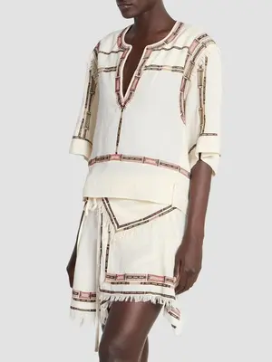 Isabel Marant Étoile Fiosa Silk Printed-trim Blouse