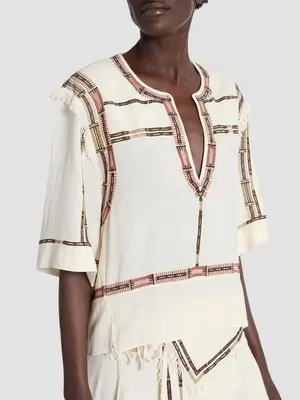 Isabel Marant Étoile Fiosa Silk Printed-trim Blouse