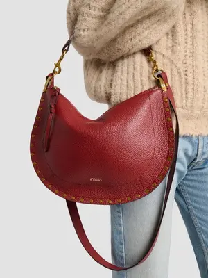 Isabel Marant Étoile Oskan Studded Leather Shoulder Bag - Dark Red