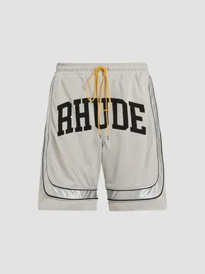Rhude Baggy Mesh Collegiate Logo Shorts