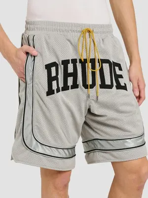 Rhude Baggy Mesh Collegiate Logo Shorts