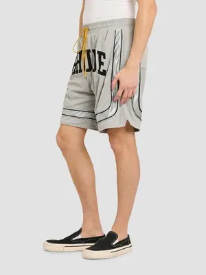 Rhude Baggy Mesh Collegiate Logo Shorts