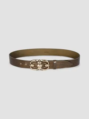 Isabel Marant Étoile Mirko Croc-embossed Leather Belt - Dark Khaki