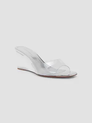 Amina Muaddi Lupita 70mm Glass Wedge Sandals