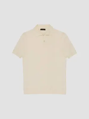 SLOWEAR Bouclé Short-sleeve Polo Shirt - Natural