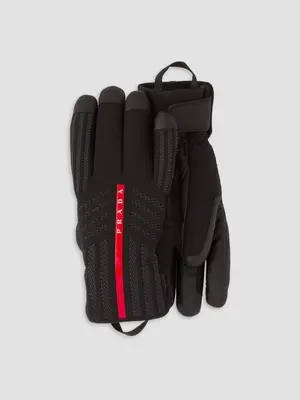 Prada Gore-tex, Leather And Knit Ski Gloves - Black