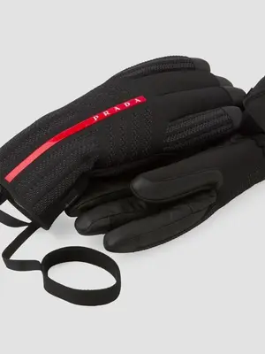 Prada Gore-tex, Leather And Knit Ski Gloves