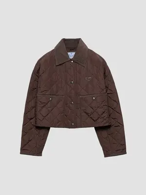 Prada Lightweight Nylon Cropped Blouson Jacket - Brown