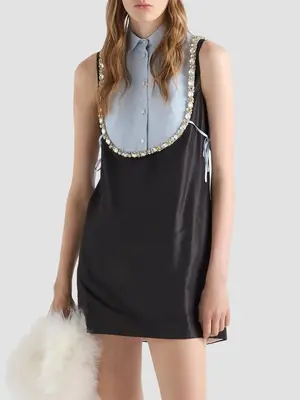 Prada Embroidered Poplin Tie Vest