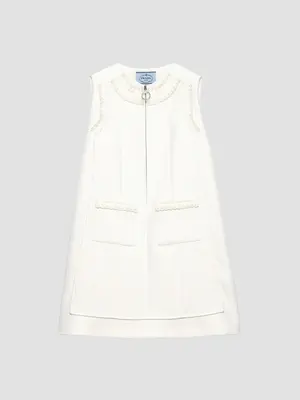 Prada Embroidered Natté Fabric Mini Dress - White