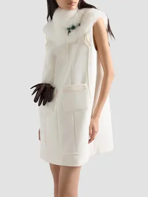 Prada Embroidered Natté Fabric Mini Dress