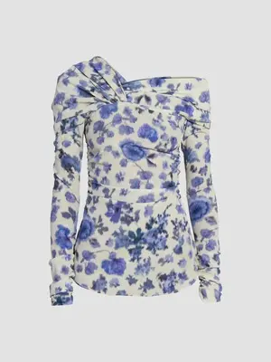 Isabel Marant Étoile Danka Floral Ruched Stretch-silk Top - Blue