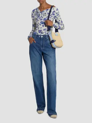 Isabel Marant Étoile Danka Floral Ruched Stretch-silk Top - Blue