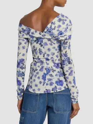 Isabel Marant Étoile Danka Floral Ruched Stretch-silk Top - Blue