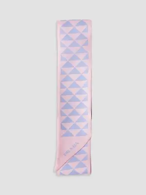 Prada Skinny Printed Silk Twill Rectangular Scarf - Pink Multi
