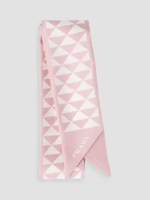 Prada Skinny Printed Silk Twill Rectangular Scarf - Pink