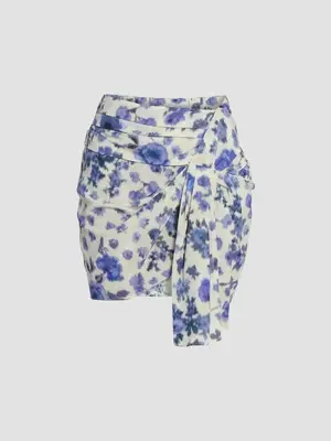 ISABEL MARANT ÉTOILE Ovia Printed Draped Stretch-silk Miniskirt