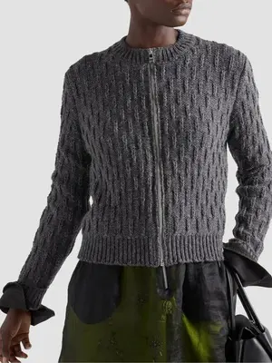 Prada Wool And Alpaca Cardigan - Grey