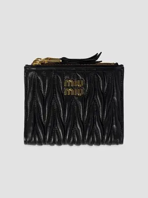 Miu Miu Small Wallet In Matelassé Nappa Leather - Black