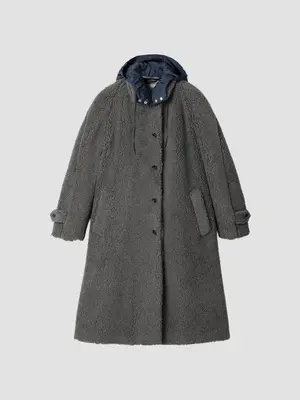 Miu Miu Single-breasted Fleece Coat