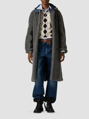 Miu Miu Single-breasted Fleece Coat