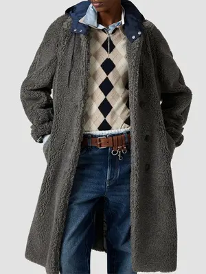 Miu Miu Single-breasted Fleece Coat