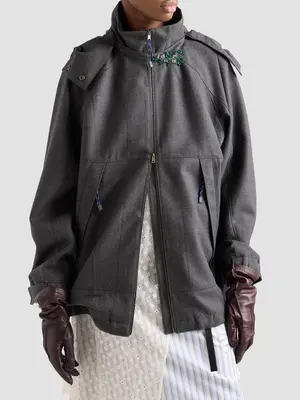 Prada Melange Hopsack Wool Jacket - Grey