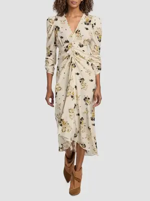 Isabel Marant Étoile Albini Floral Silk Cinched Midi-dress