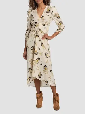 Isabel Marant Étoile Albini Floral Silk Cinched Midi-dress