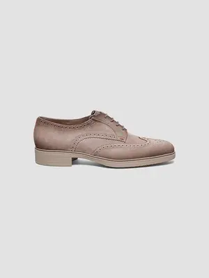 Santoni Easy Brogue Suede Dress Shoes