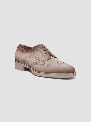 Santoni Easy Brogue Suede Dress Shoes