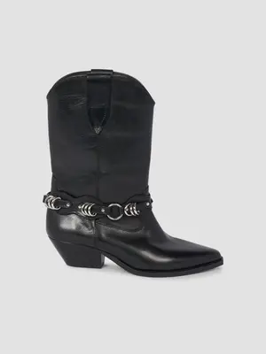 Isabel Marant Étoile Duerto 40mm Leather Cowboy Boots Black
