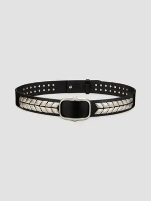 Isabel Marant Étoile Belja Studded Leather Belt Black Silver