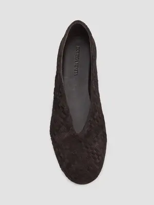 Bottega Veneta Rosa Intrecciato Suede Ballet Flats
