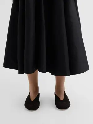 Bottega Veneta Rosa Intrecciato Suede Ballet Flats
