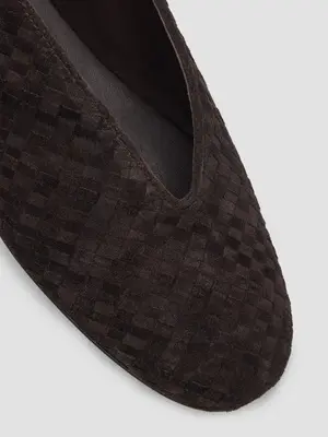 Bottega Veneta Rosa Intrecciato Suede Ballet Flats