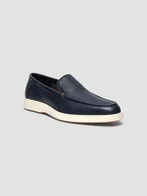 Santoni Detroit Tumbled Leather Loafers - Blue