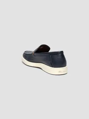 Santoni Detroit Tumbled Leather Loafers - Blue