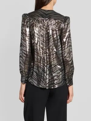 Isabel Marant Étoile Farali Metallic Silk Printed Blouse
